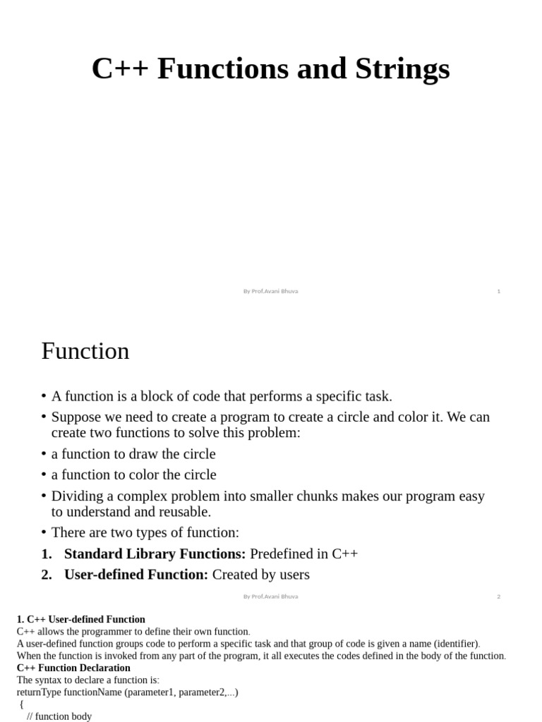 Unit-4 Functions and Strings OHXKN9pcxt | PDF