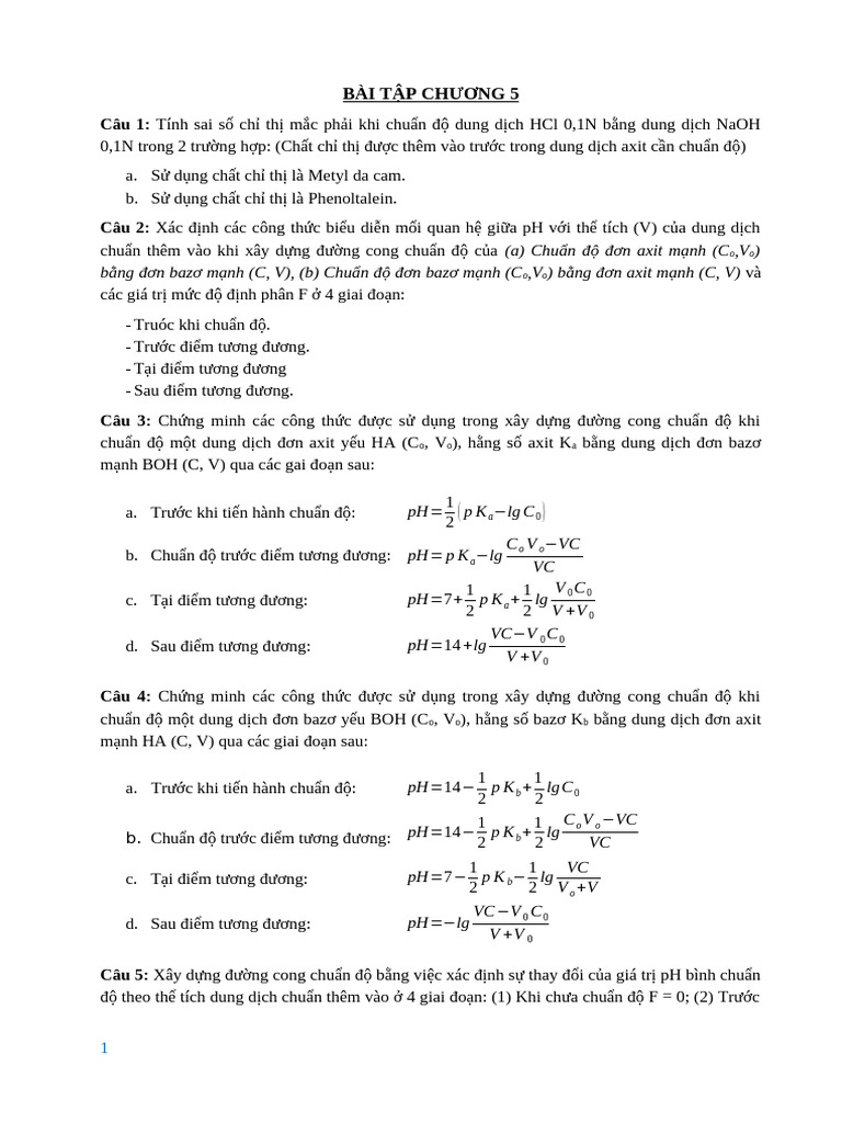 Bai Tap Chuong 5 | PDF