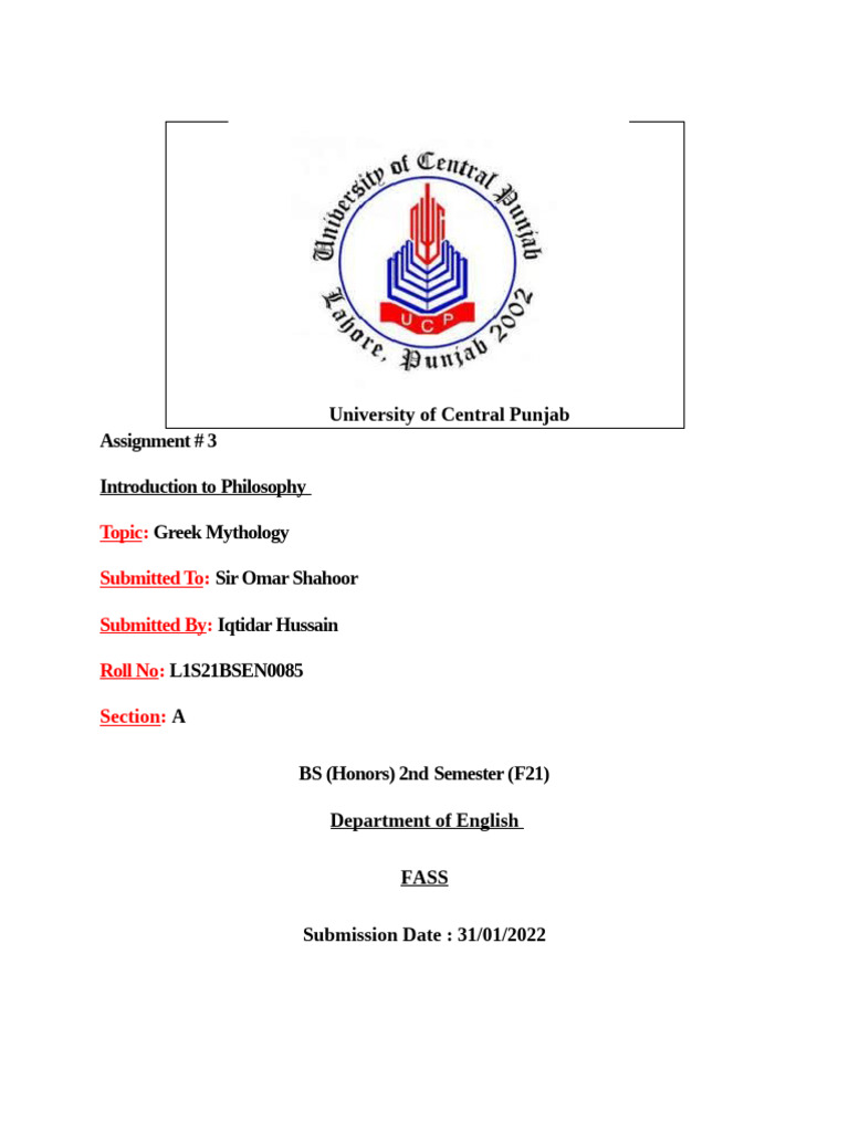 Greek Mythology Assignment | PDF Greek Mythology Assignment | PDF