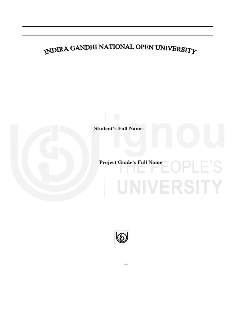 MCSP-232 (Project Guidelines MCA-NEW) - 21 - SAMPLE COVER PAGE OF THE ...