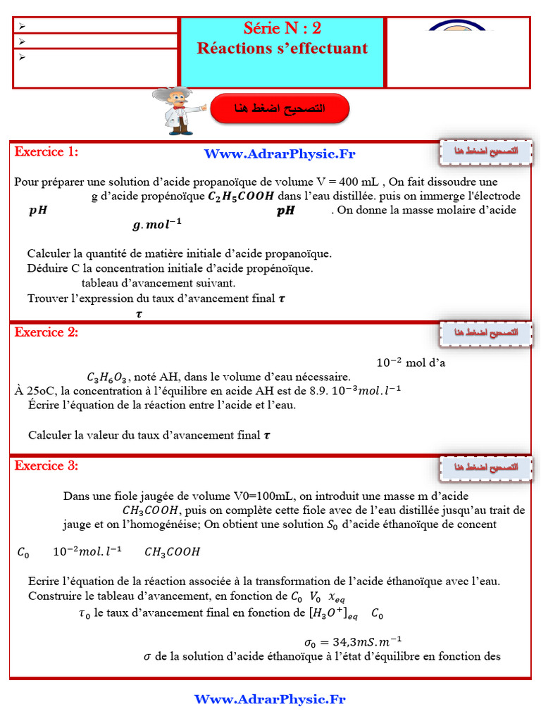 Série 2 - Transformations Chimique Qui S'effectuent en Deux Sens | PDF