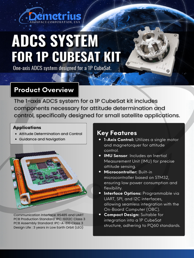 1 Axis ADCS System For 1P CubeSat Kit | PDF | Electrical Engineering