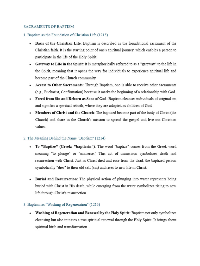 The Sacraments of Baptism | PDF