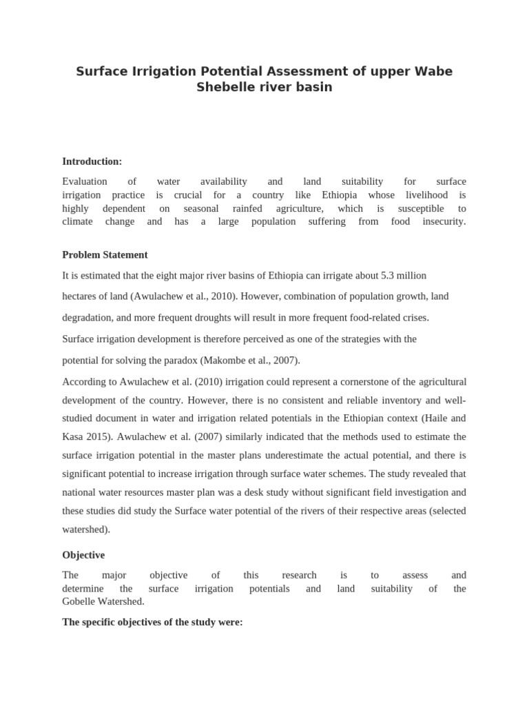 Surface Irrigation Potential | PDF