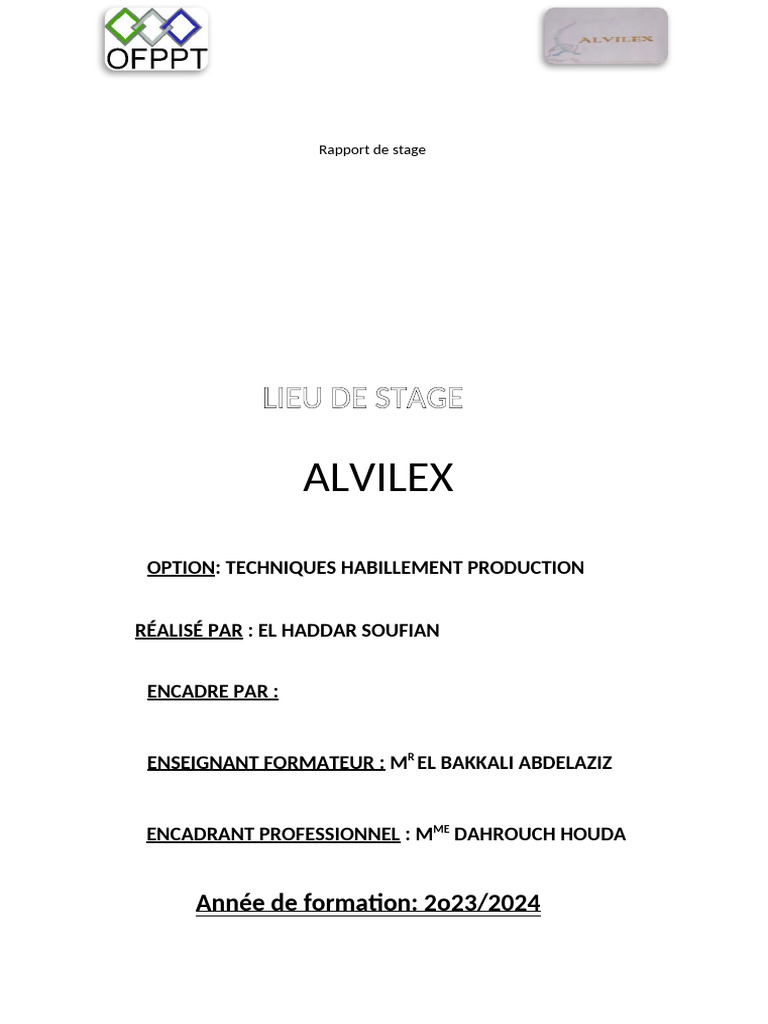 RAPPORT de STAGE (2024) (Enregistré Automatiquement) - Copie | PDF