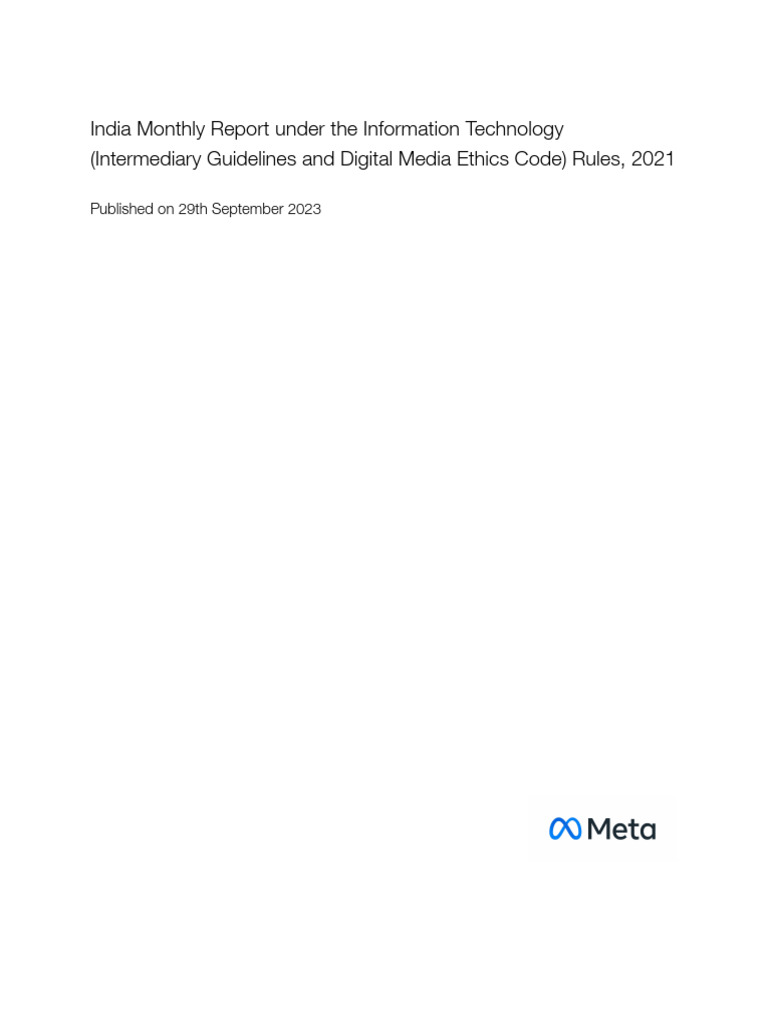 India IT Guidelines Monthly Report September 2023 | PDF | Facebook ...
