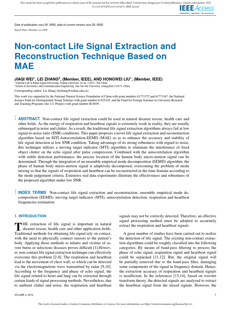 Non-Contact Life Signal Extraction and Reconstruct | PDF