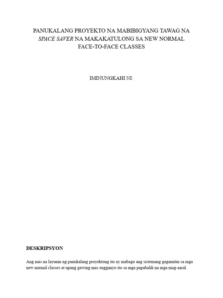 Sample Panukalang Proyekto | PDF