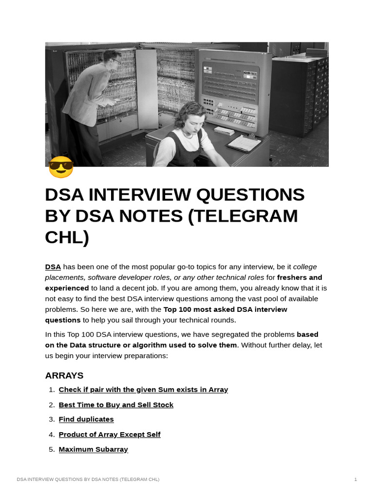 Dsa Interview Questions by Dsa Notes (Telegram CHL) | PDF