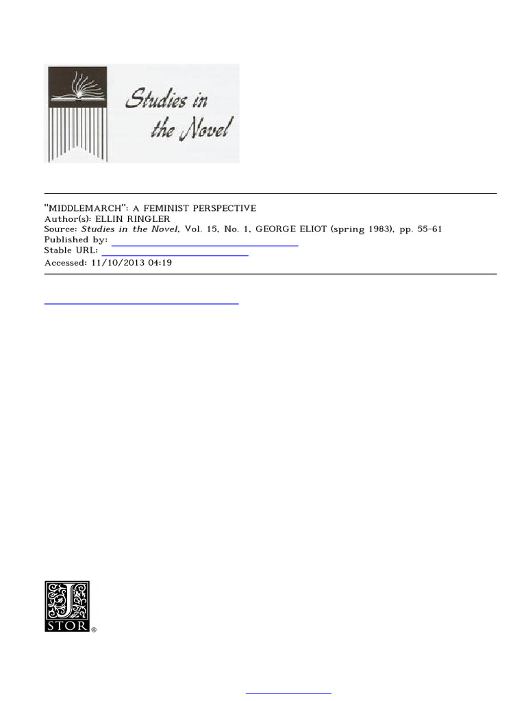 A Feminist Perspective On Middlemarch | PDF | Middlemarch | Young Adult