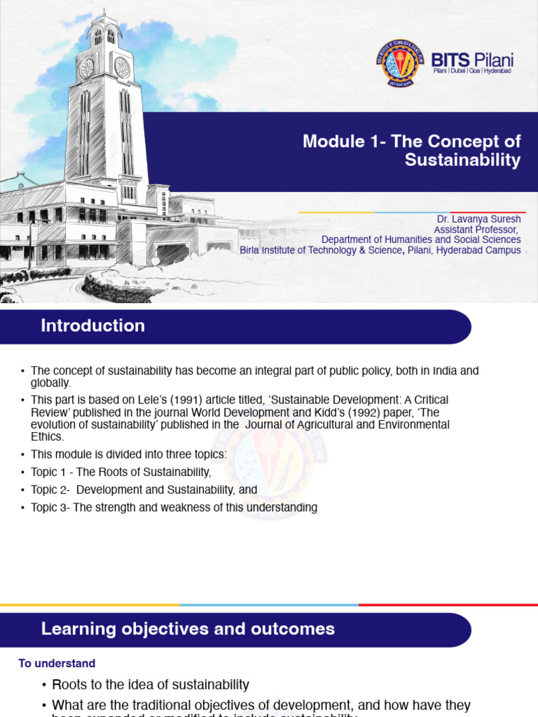 Module 1 - Class 1 - The Concept of Sustainability | PDF