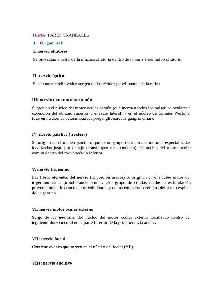 PARES CRANEALES MACRO TEORIA | PDF