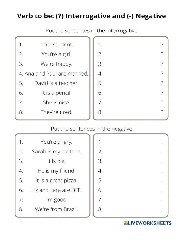 Verb To Be Exercises | PDF