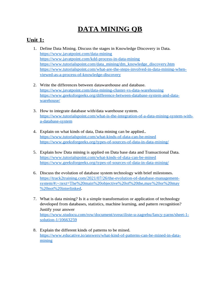 Data Mining QB 3 | PDF