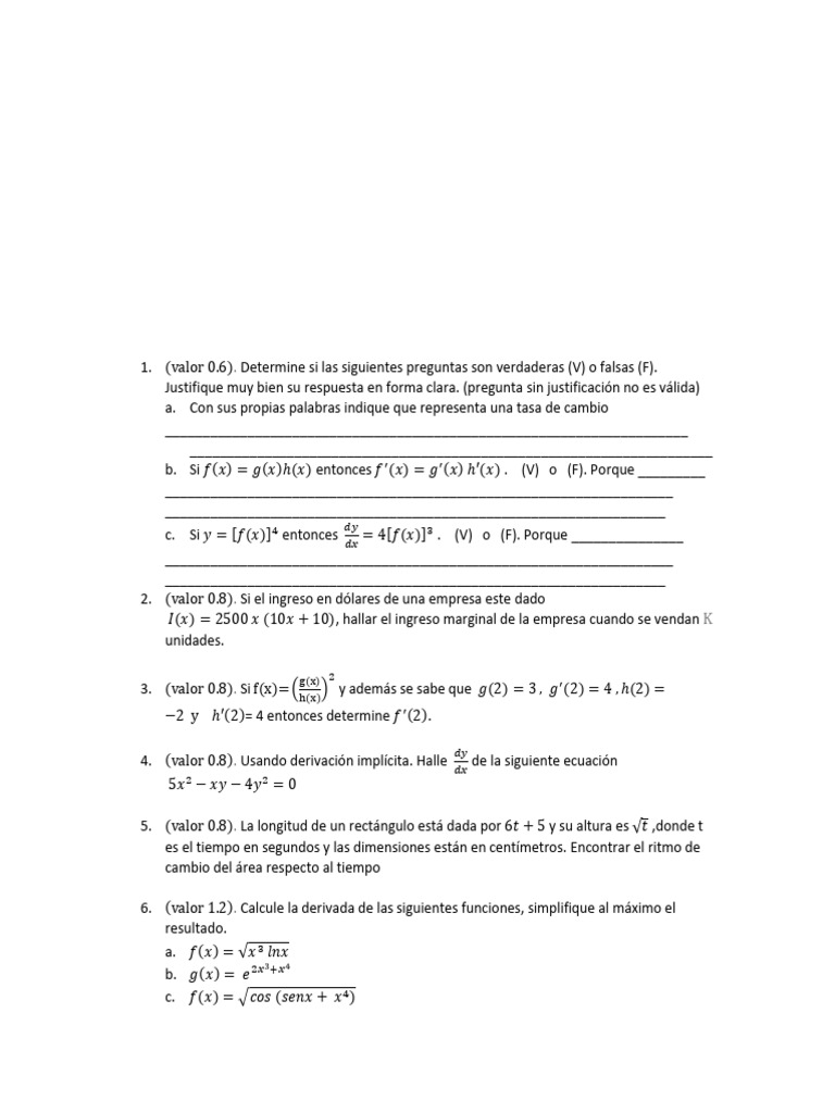 C1 (Ing) - Actividad 2 - 2024-3 - Derivadas - Grupo 12 | PDF