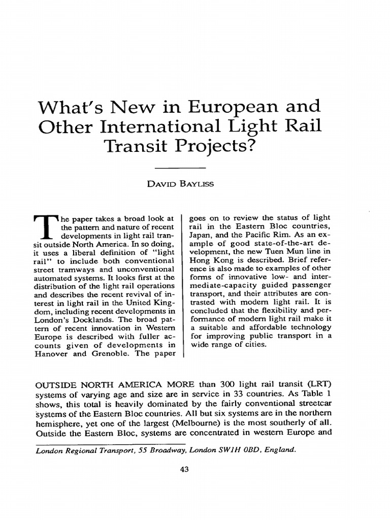 What's New in European and Other Light Rail Transit Project | PDF