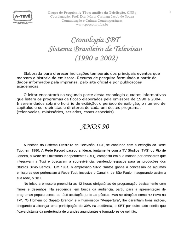 Cronologia SBT | PDF