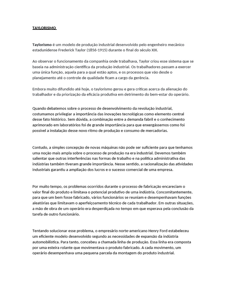 TAYLORISMO | PDF