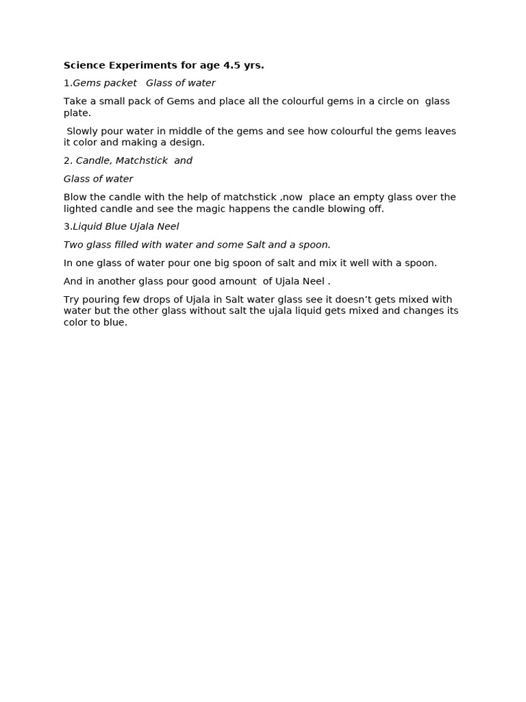 Science Experiments | PDF