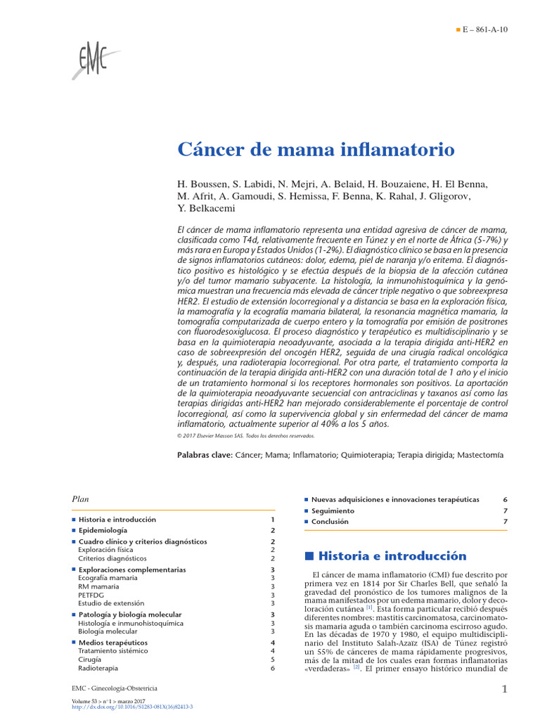EMC Cáncer de Mama Inflamatorio 2017 | PDF