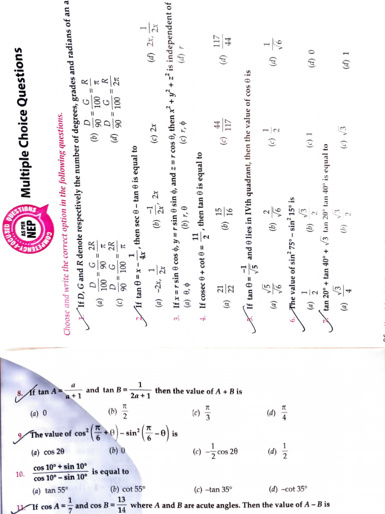 Final Trigonometry Revision | PDF | Combinatorics | Mathematical Analysis
