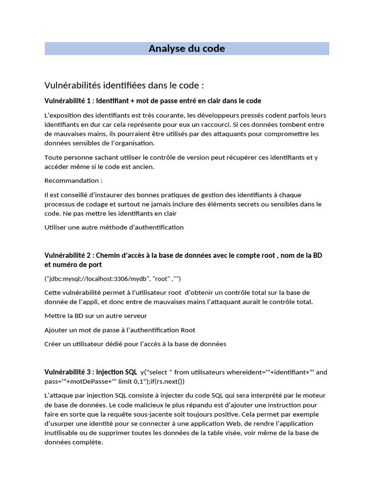 Analyse Des Vulnérabilités Du Code | PDF