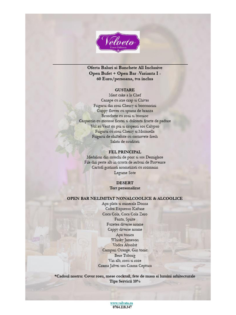 Oferta Baluri Si Banchete All Inclusive Open Buffet 2025 | PDF