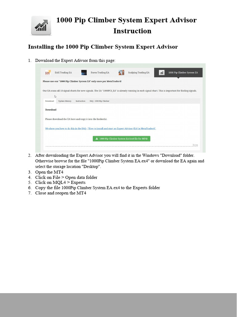 Settings 1000 Pip Climber System EA | PDF