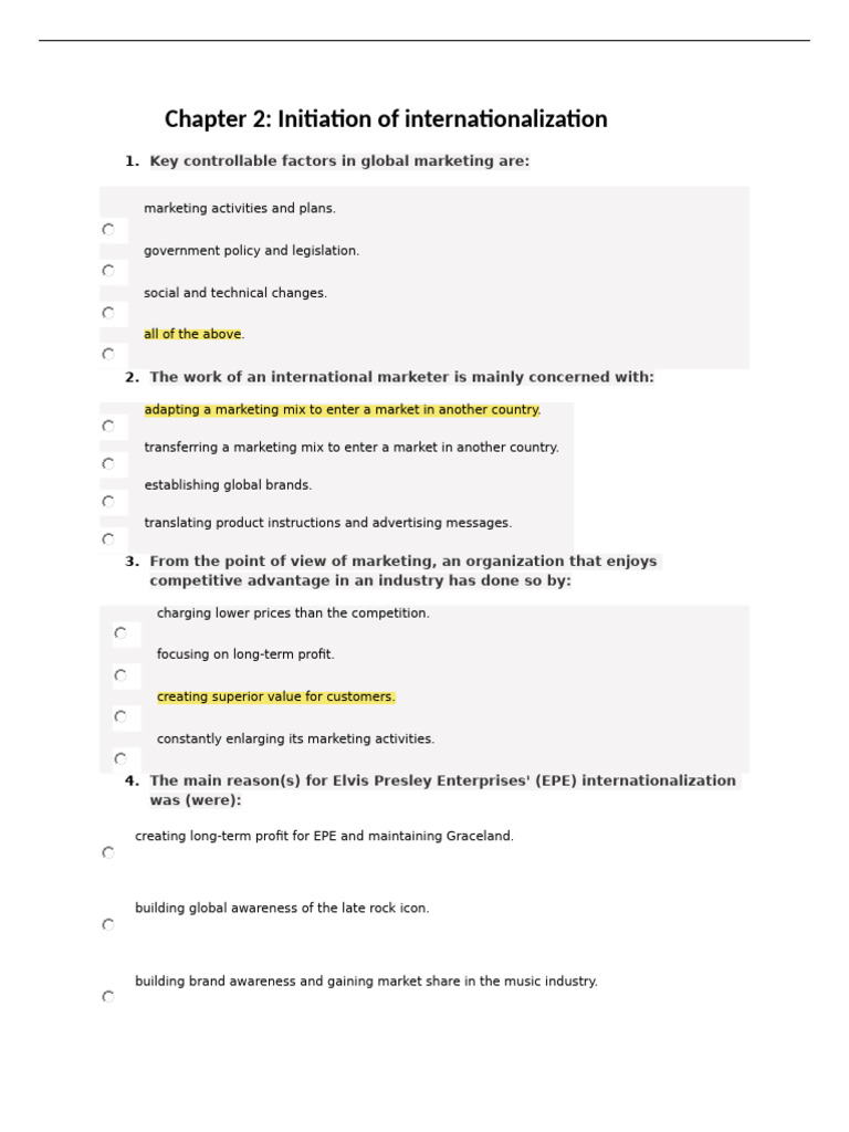 Chapter 2 Initiation of Internationalization | PDF