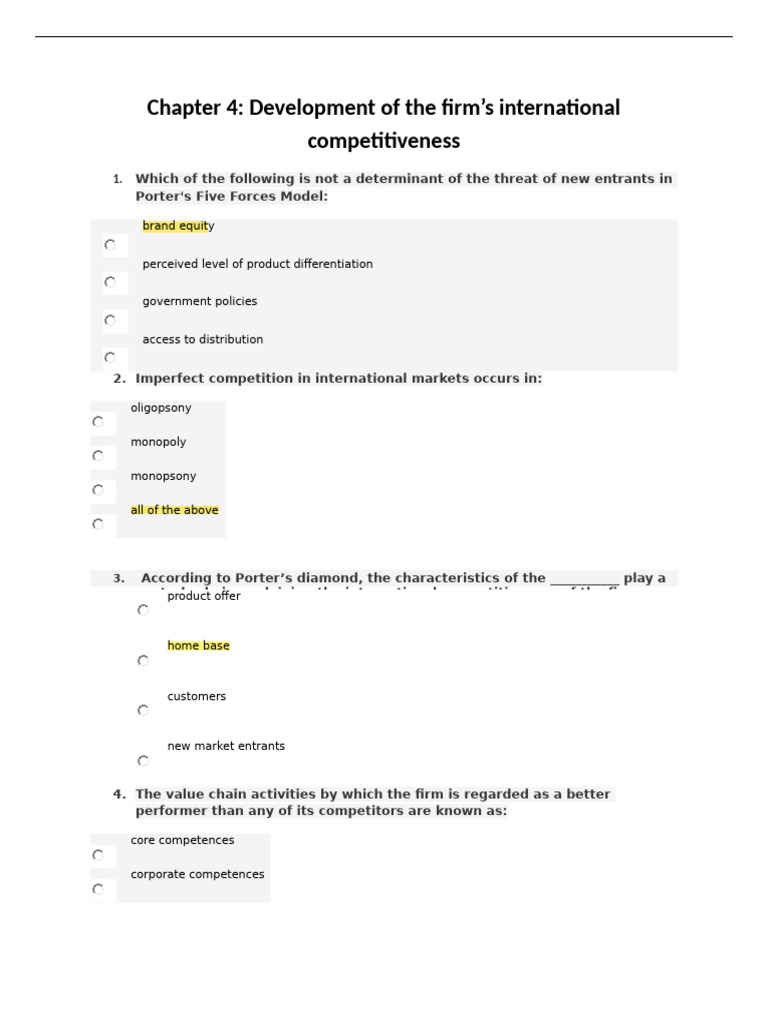 Chapter 4 Development of The Firm S International Competitiveness | PDF