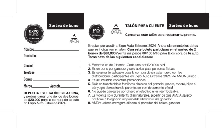 Boleto Sorteo Bono | PDF