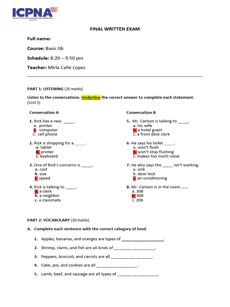 Final Written Exam - b06 (Perla Cruz) | PDF