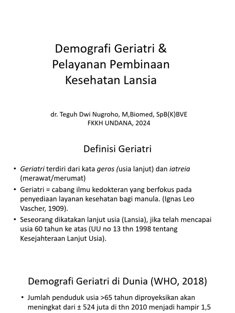 Demografi Geriatri - TDN 2024 | PDF