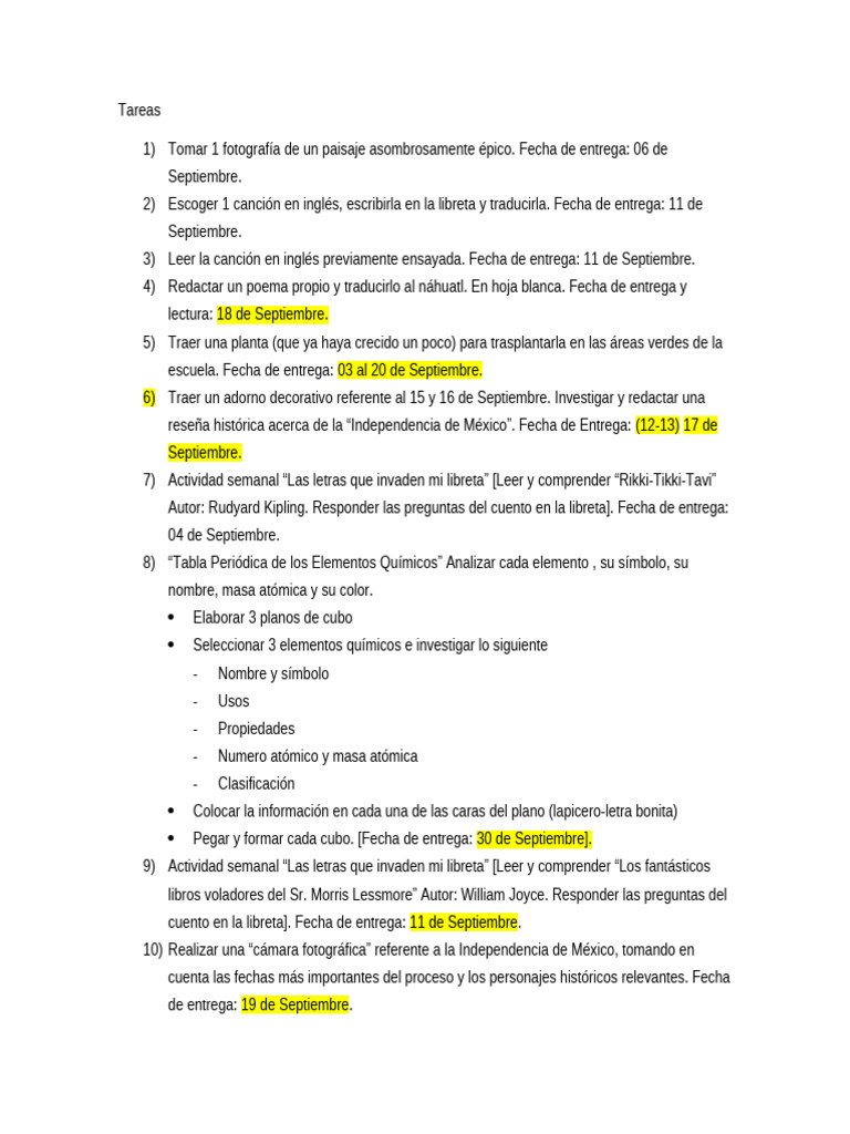 Listado de Tareas y Proyectos | PDF