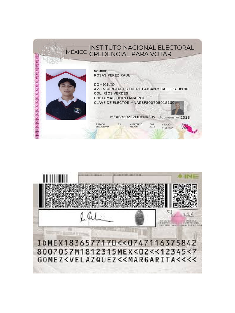 Instituto Nacional Electoral Credencial para Votar: México | PDF