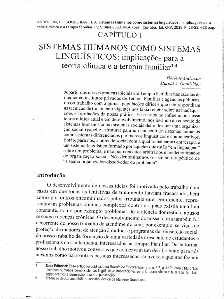 Sistemas Humanos Como Sistemas Linguísticos - Anderson - Goolishian | PDF