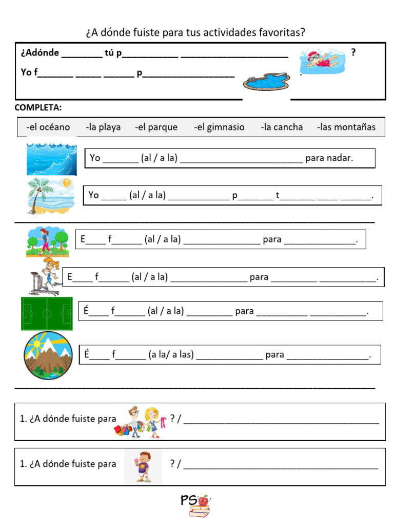 ¿A Dónde Fuiste para Tus Actividades Favoritas? | PDF