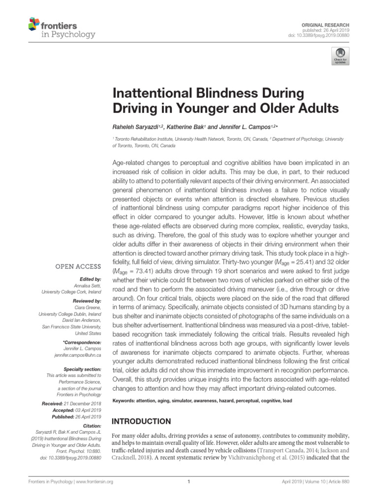 Inattentional Blindness During Driving in Younger and Older Adults ...