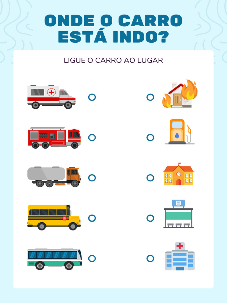 Light Blue Colorful Vehicle Directional Worksheet | PDF