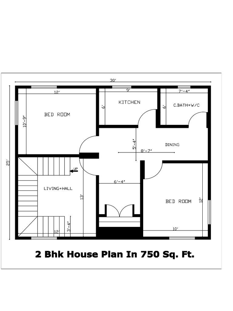 2 BHK House Plan in 750 SQ - FT | PDF