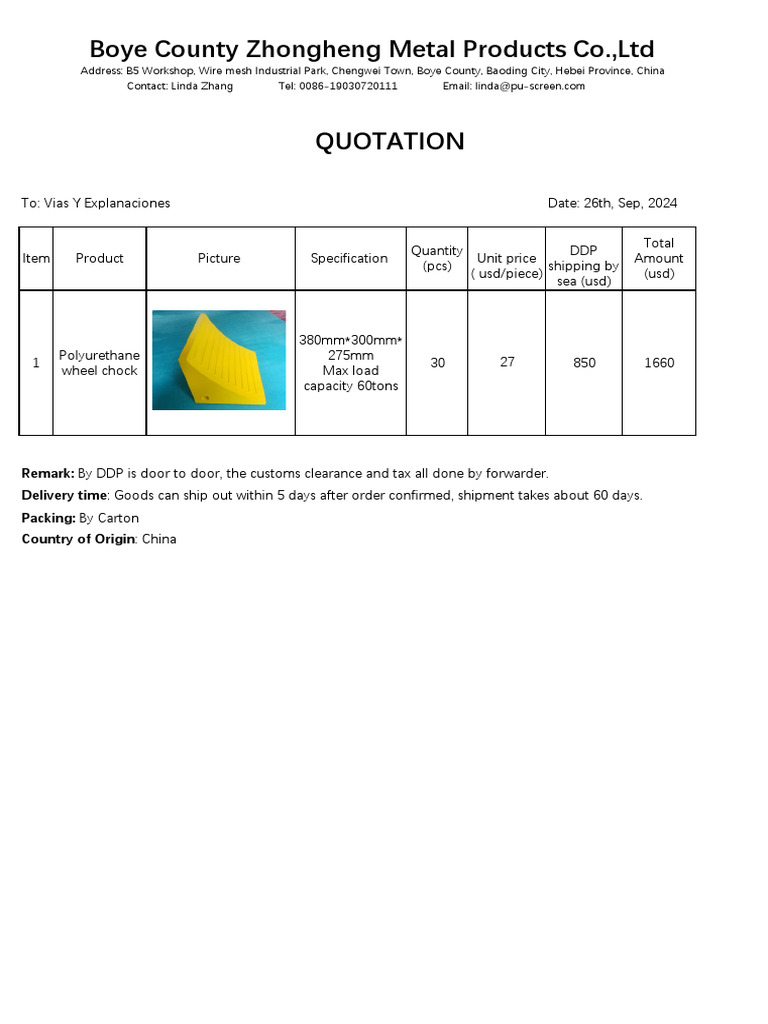 Quotation - DDP 60tons | PDF