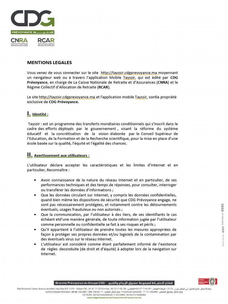 Conditions Tayssir | PDF