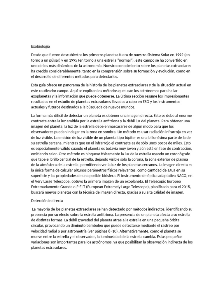 Exobiología 4 | PDF | Exoplaneta | Estrellas
