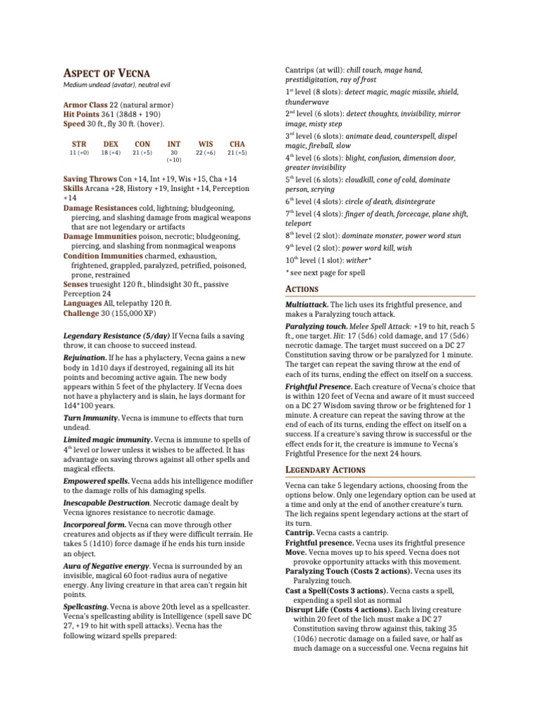 Aspect of Vecna | PDF