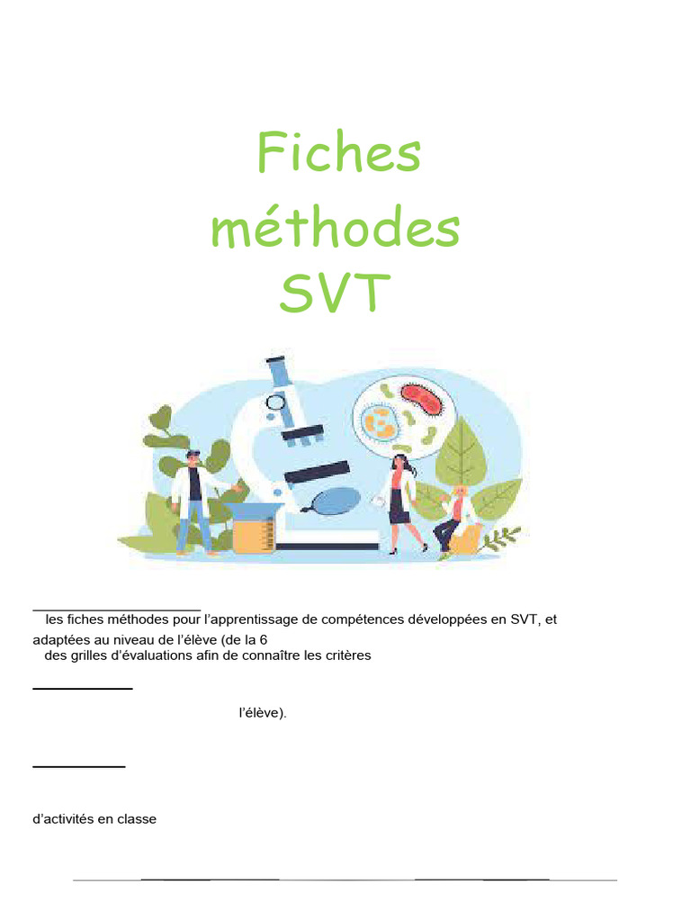 Fiches Methodes SVT Commynes - 658mn1fzhkm | PDF