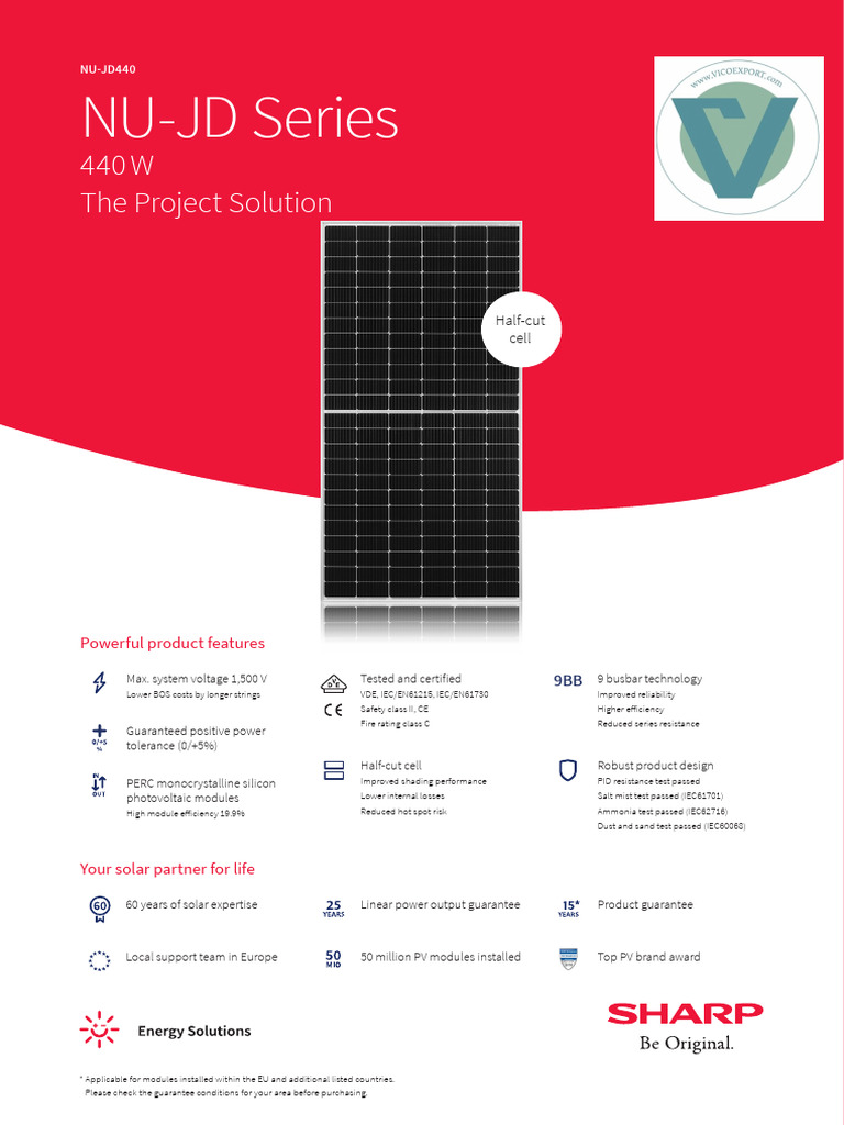 Sharp Solar NUJD - 440 - HC Mono 440w Vico | PDF