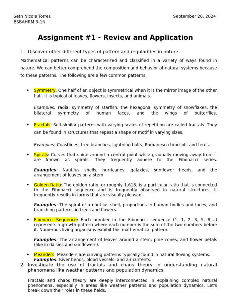 Assignment 1 (Review & Application) | PDF