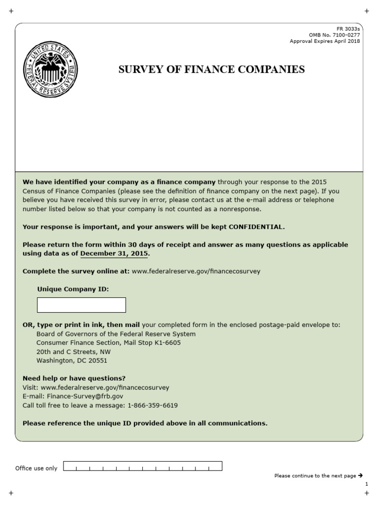 Finance Company Survey Form | PDF