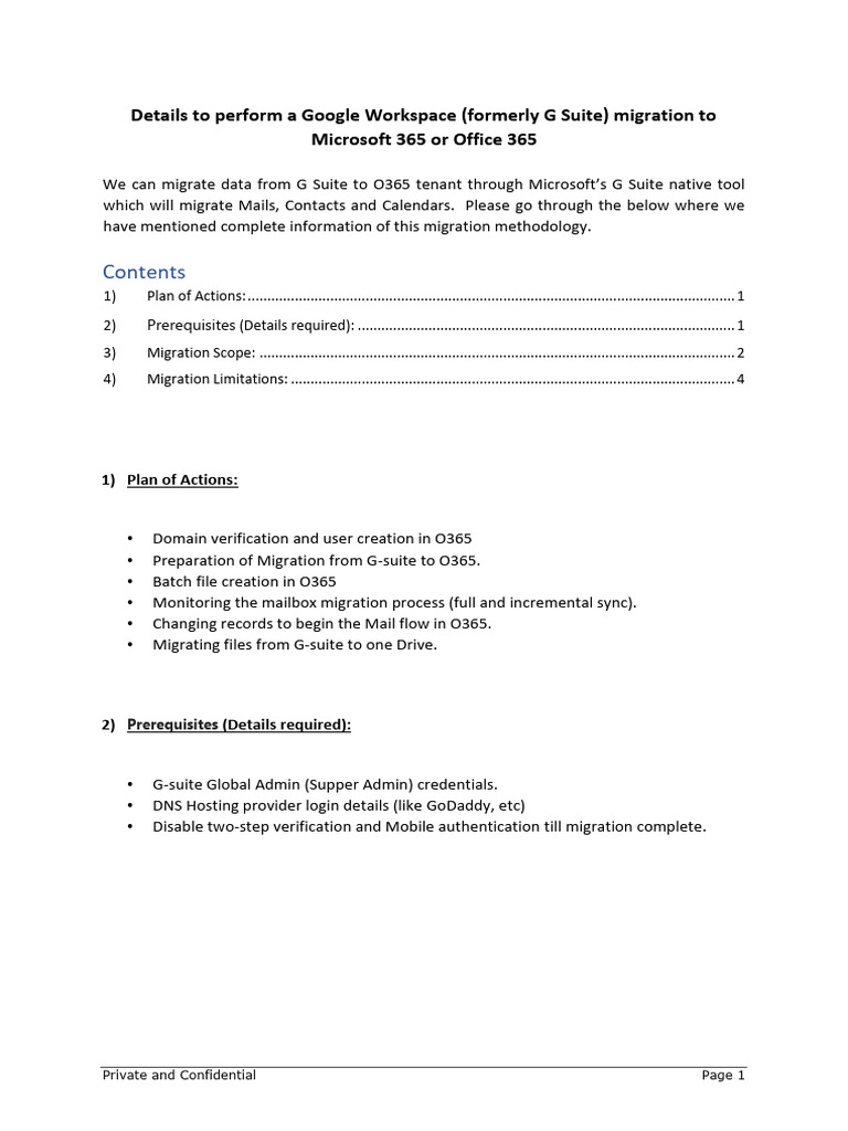 Gsuite To Office 365 Migration | PDF