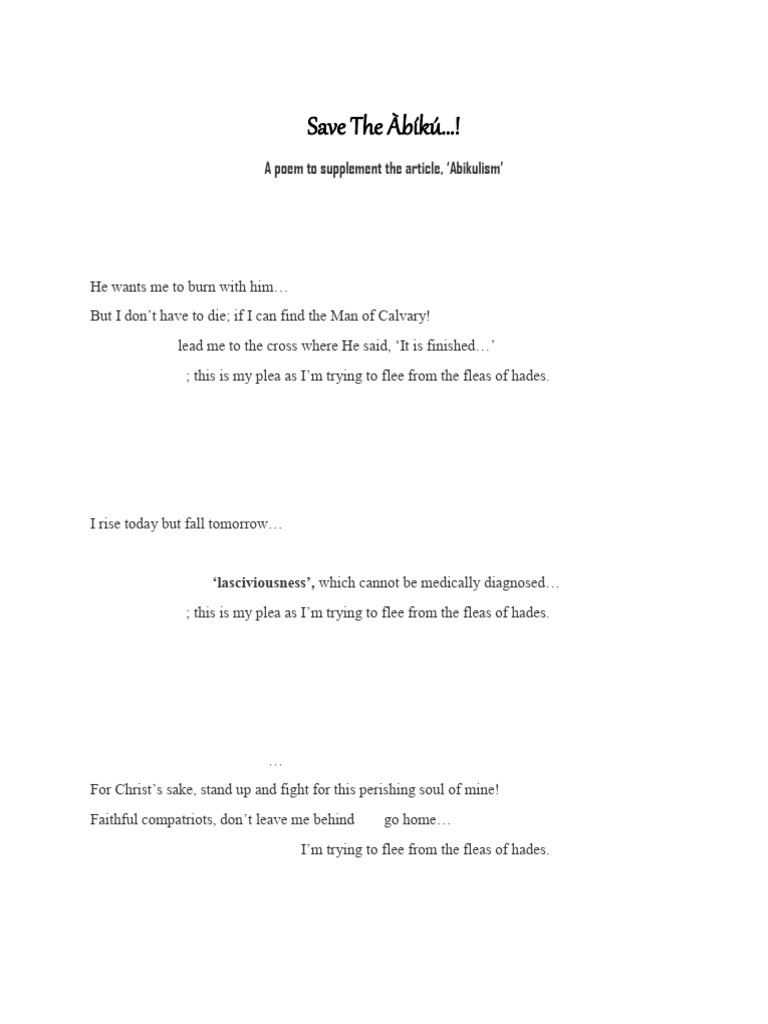 Save The Abiku | PDF